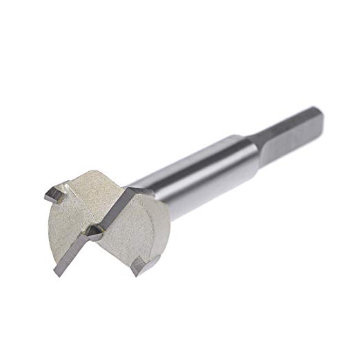 uxcell Forstner Drill Bits 22mm, Tungsten Carbide Wood Hole Saw Auger Opener 120mm Length, Woodworking Hinge Hole Drilling Boring Bit Cutter (Beige, Silver Tone)