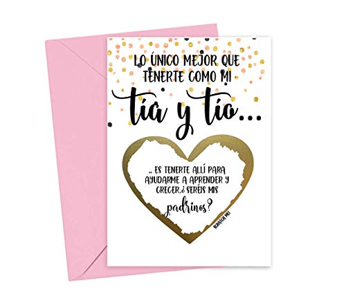 Spanish Will You Be My Godmother Godfather Scratch Off Card, Card for Tia y Tio Promotion to Padrinos from Niece Nephew Goddaughter Godson (Tia y Tio)