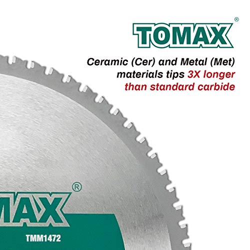 TOMAX 14 Inch 72 Tooth Industrial Level Steel and Ferrous Metal Saw Blade with 1 Inch Arbor