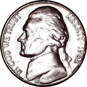 1962 d jefferson nickel 5c brilliant uncirculated