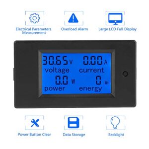 PEACEFAIR PZEM-051 LCD Display DC 6.5-100V Digital Electric Power Energy Voltage Current Meter Power Energy Battery Monitor Amperage Meter Gauge with Built-in Shunt(50A Shunt)