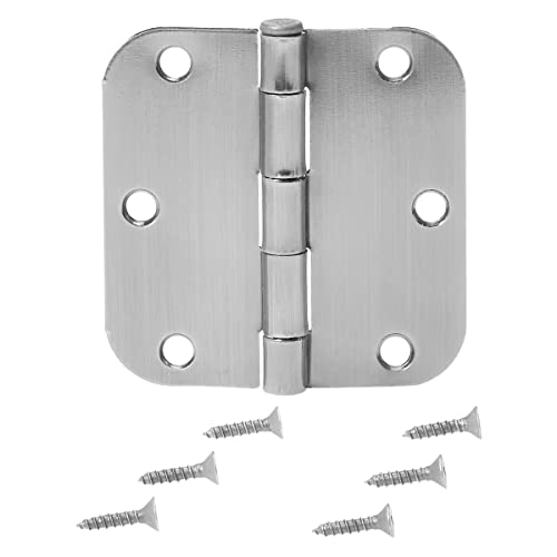 Amazon Basics Interior Door Hinge, Rounded, 3.5 x 3.5 Inch, Satin Nickel - Pack of 18