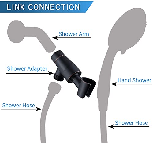 G-Promise Solid Metal Shower Head Holder for Hand Held Showerhead, Adjustable Bracket, Shower arm Adapter, Universal Shower Arm Mount,Oil-Rubbed Bronze Finish