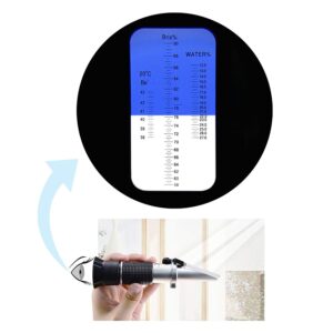 3-in-1 Honey Refractometer Brix/Moisture/Baume Tester Meter ATC, Tri-Scale 58-90%/12-27%/38-43Be', Sugar Water Content Level Beekeeping Maple Syrup, Test Kit w/Calibration Oil & Block