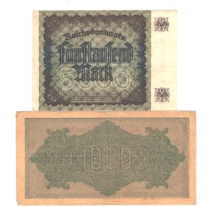 Germany Weimar Republic Set fo 20.000 10.000 5.000 1.000 and 500 Mark Banknotes (Build Your Own Collection)