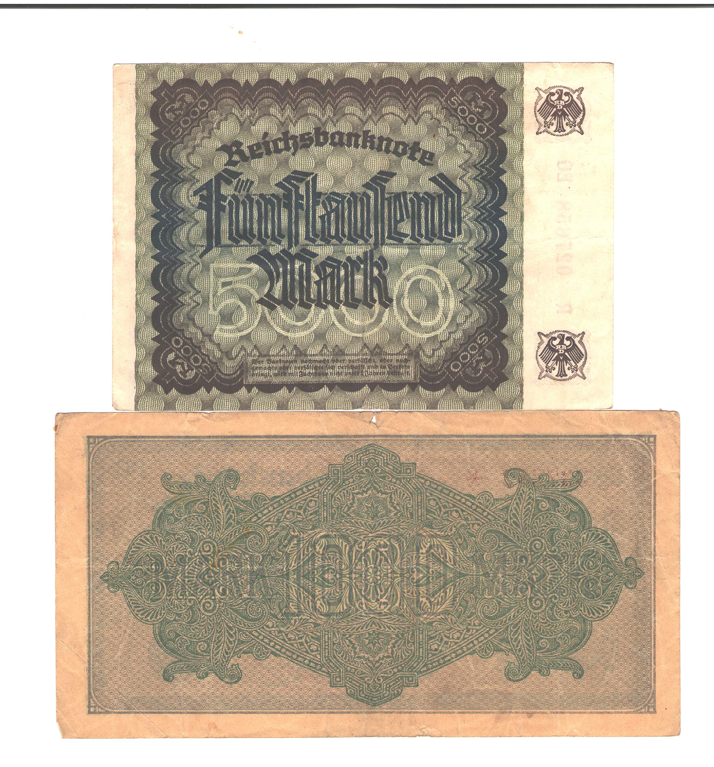 Germany Weimar Republic Set fo 20.000 10.000 5.000 1.000 and 500 Mark Banknotes (Build Your Own Collection)