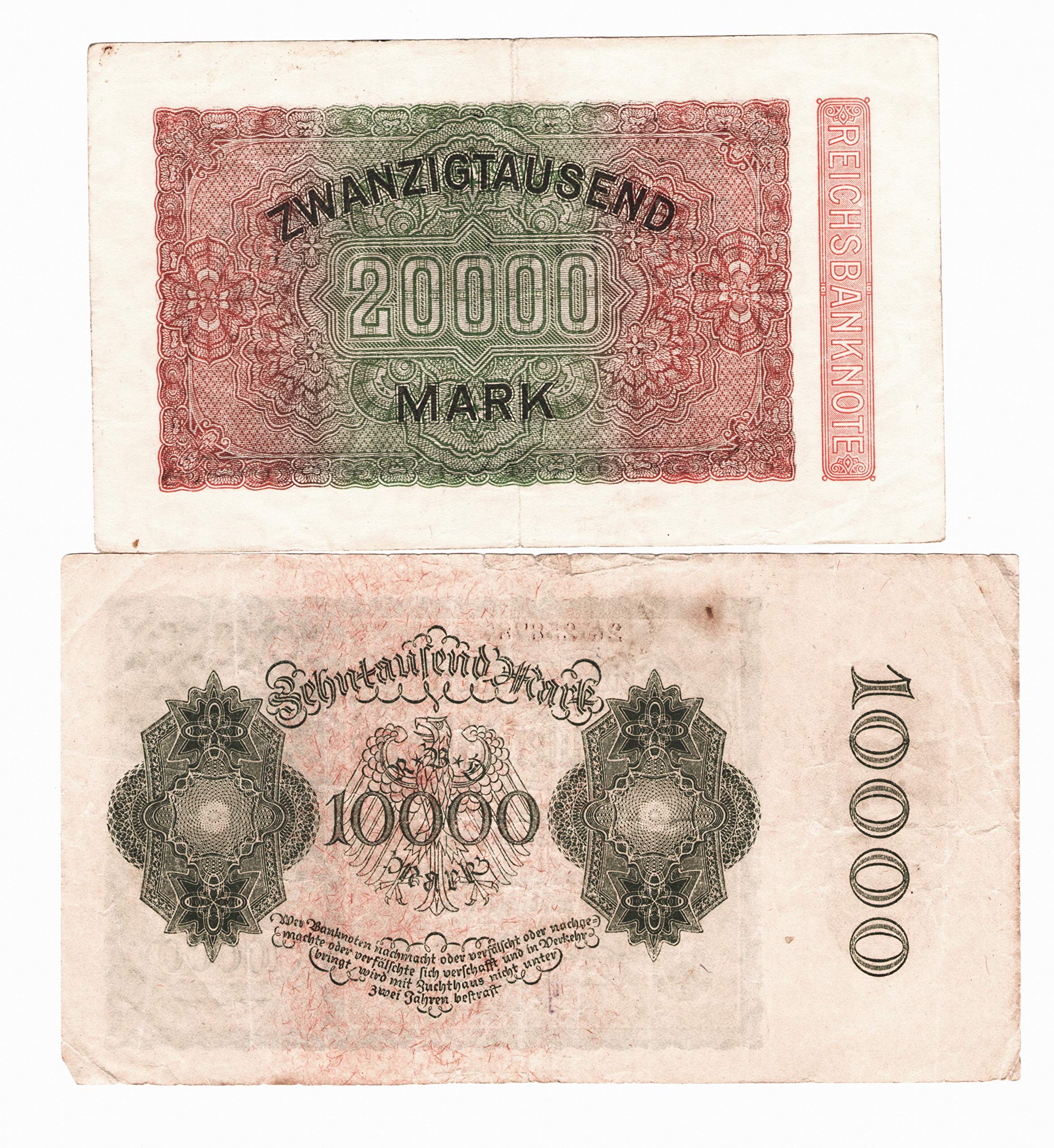 Germany Weimar Republic Set fo 20.000 10.000 5.000 1.000 and 500 Mark Banknotes (Build Your Own Collection)