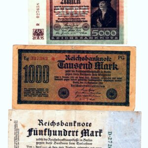 Germany Weimar Republic Set fo 20.000 10.000 5.000 1.000 and 500 Mark Banknotes (Build Your Own Collection)