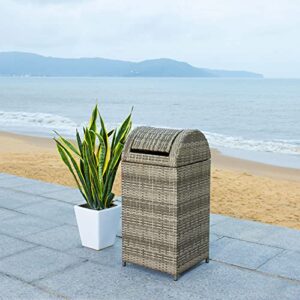 safavieh outdoor collection serapis grey wicker trash bin