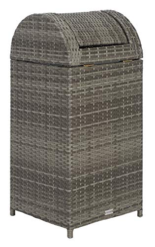 Safavieh Outdoor Collection Serapis Grey Wicker Trash Bin