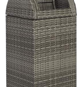 Safavieh Outdoor Collection Serapis Grey Wicker Trash Bin