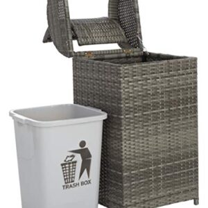 Safavieh Outdoor Collection Serapis Grey Wicker Trash Bin