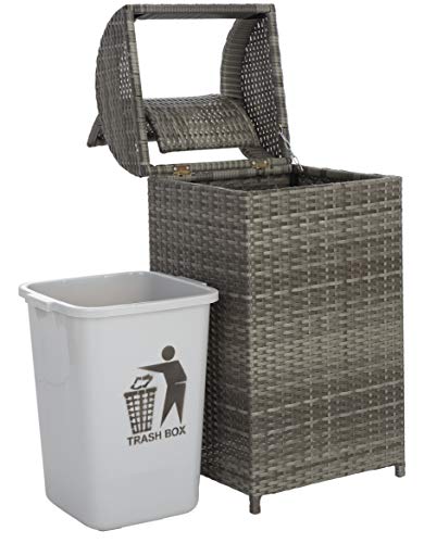 Safavieh Outdoor Collection Serapis Grey Wicker Trash Bin