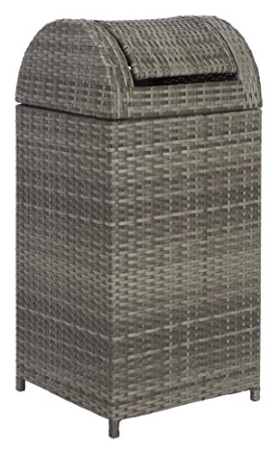 Safavieh Outdoor Collection Serapis Grey Wicker Trash Bin