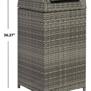 Safavieh Outdoor Collection Serapis Grey Wicker Trash Bin