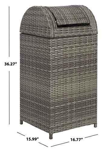 Safavieh Outdoor Collection Serapis Grey Wicker Trash Bin