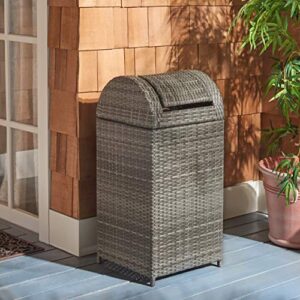 Safavieh Outdoor Collection Serapis Grey Wicker Trash Bin