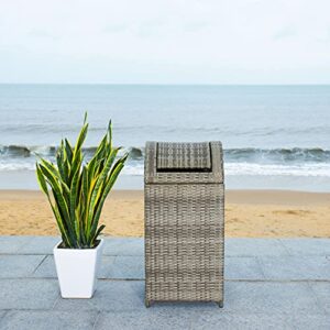 Safavieh Outdoor Collection Serapis Grey Wicker Trash Bin