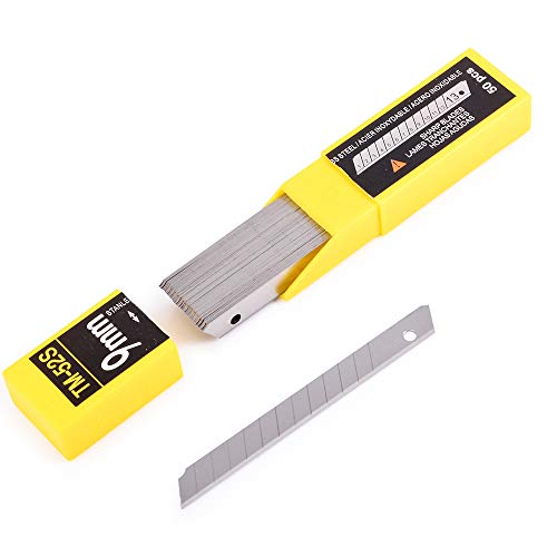 Gomake 9mm Knife Replacement Blades, Snap Off Blades for 9MM Universal Knife,Stainless Steel Blades Use in Office, Home, Arts, Crafts - 100PCS