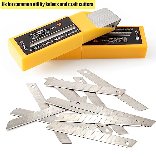 Gomake 9mm Knife Replacement Blades, Snap Off Blades for 9MM Universal Knife,Stainless Steel Blades Use in Office, Home, Arts, Crafts - 100PCS