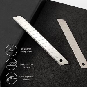 Gomake 9mm Knife Replacement Blades, Snap Off Blades for 9MM Universal Knife,Stainless Steel Blades Use in Office, Home, Arts, Crafts - 100PCS