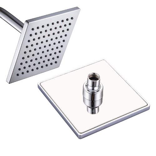 Luxury Square Rain Shower Head with 6-inch Rainfall Face, Stainless Steel Back, Brass Swivel Joint, Full Chrome Finish