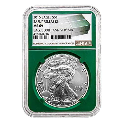 2016 Silver Eagle Green Holder Early Releases $1 MS-69 NGC