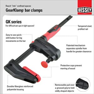 BESSEY GK60 GearKlamp Series - 6 Inch Bar Clamps for Woodworking, 450 lb Clamping Force, Wood Clamps for Gluing, Hand Clamps, Sturdy Woodworking Clamps for Cabinetry, Carpentry, & Home Improvement