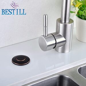 BESTILL Sink Top Garbage Disposal Air Switch Kit with Dual Outlet, UL Listed, Oil Rubbed Bronze (Long Push Button with Brass Cover)