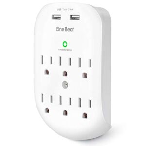 6-outlet surge protector, wall outlet extender multi plug outlet wall adapter with 2 usb charging ports 2.4 a, 490 joules, etl listed for home, school, office