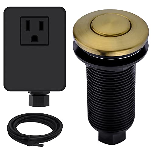 SINKINGDOM Garbage Disposal Air Switch Kit with with Long Button, Champagne Bronze (Brass Cover)