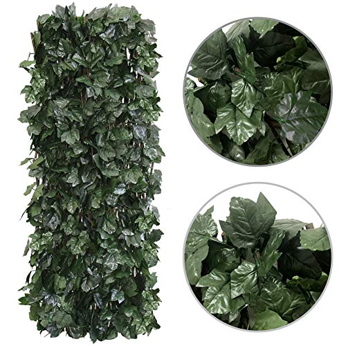 Expandable Fence Privacy Screen for Balcony Patio Outdoor,Decorative Faux Ivy Fencing Panel,Artificial Hedges (Single Sided Leaves)