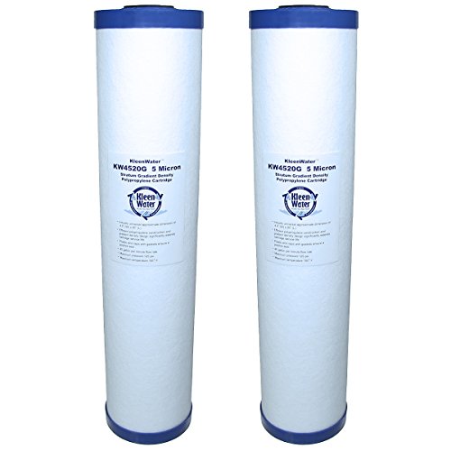 Dirt, Rust and Sediment Meltblown Water Filter, KleenWater KW4520G 5 Micron Replacement Cartridge, 4.5 x 20 Inch (2)