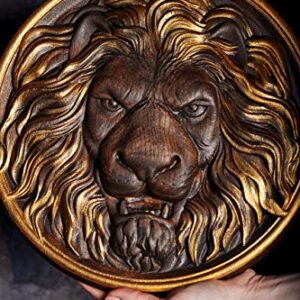 Lion Head Leo Carved Wood furniture appliques Furniture Onlay Wood rosette wood carvings Wall Hanging art