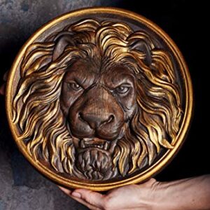 Lion Head Leo Carved Wood furniture appliques Furniture Onlay Wood rosette wood carvings Wall Hanging art