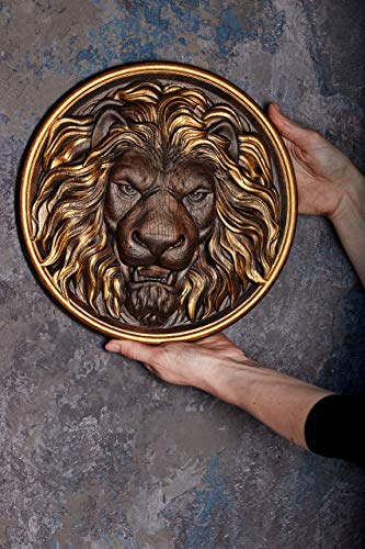 Lion Head Leo Carved Wood furniture appliques Furniture Onlay Wood rosette wood carvings Wall Hanging art