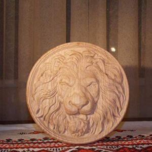 Lion Head Leo Carved Wood furniture appliques Furniture Onlay Wood rosette wood carvings Wall Hanging art