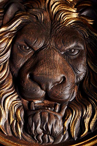 Lion Head Leo Carved Wood furniture appliques Furniture Onlay Wood rosette wood carvings Wall Hanging art