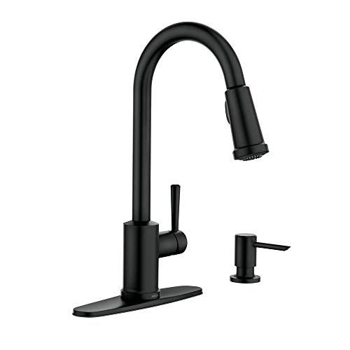 Moen Indi Single-Handle Pull-Down Sprayer Kitchen Faucet with Reflex and Power Clean in Matte Black