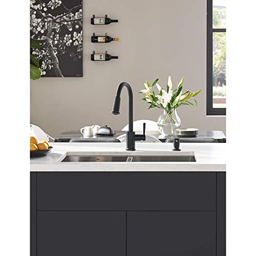 Moen Indi Single-Handle Pull-Down Sprayer Kitchen Faucet with Reflex and Power Clean in Matte Black