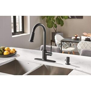 Moen Indi Single-Handle Pull-Down Sprayer Kitchen Faucet with Reflex and Power Clean in Matte Black