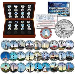 historic american lighthouses colorized u.s. state quarters 28-coin set with box