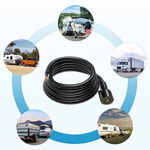 Kohree 7 Way Trailer Cord, Heavy Duty 8 FT 7 Pin Trailer Wiring Harness Kit, 7 Way Trailer Wire Plug Inline Cord Double Prongs Trailer Connector Cable for RV Truck Camper Weatherproof