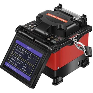 Mophorn Fiber Fusion Splicer Automatic Focus A-80S FTTH Fiber Optic Fusion Splicer Kit 5 Inch Digital LCD Screen Fusion Splicer Machine Optical Fiber Cleaver Kit