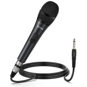 fifine karaoke microphone, dynamic vocal microphone for speaker,wired handheld mic with on and off switch and14.8ft detachable cable-k6