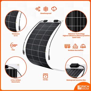 RICH SOLAR 100 Watt 12 Volt Extremely EFTE Flexible Monocrystalline Solar Panel Ultra Lightweight