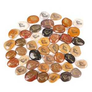 50pcs you rock! rockimpact you rock gifts you are amazing engraved inspirational rocks faith stones novelty gifts appreciation gratitude rocks healing thank you stones wholesale bulk you rock, 2"-3"ea