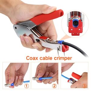 Coax Cable Crimper, Coaxial Compression Tool Kit Wire Stripper with F RG6 RG59 Connectors (Updated Module)