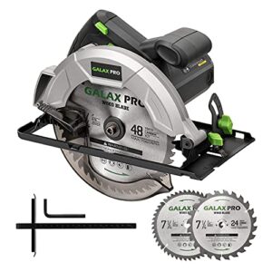 GALAX PRO Circular Saw 5800 RPM Hand-Held Cord Circular Saw, 10 Amp with 7-1/4 Inch Blade, Adjustable Cutting Depth (1-5/8" to 2-1/2") for Wood and Logs Cutting