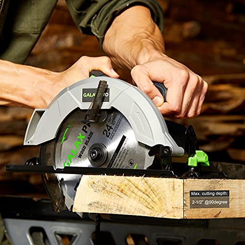 GALAX PRO Circular Saw 5800 RPM Hand-Held Cord Circular Saw, 10 Amp with 7-1/4 Inch Blade, Adjustable Cutting Depth (1-5/8" to 2-1/2") for Wood and Logs Cutting